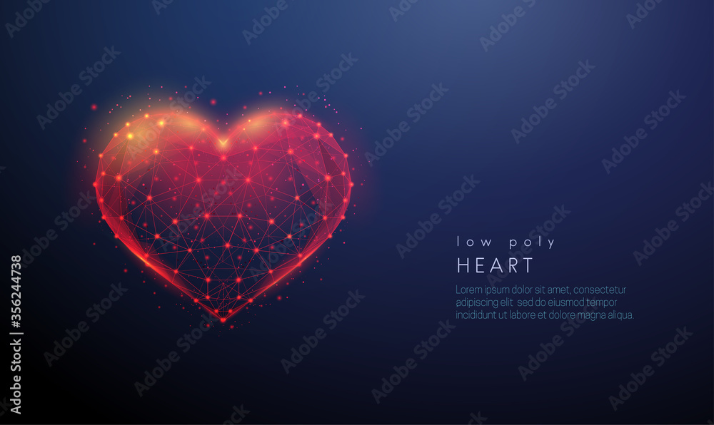 Abstract heart shape. Low poly style design Stock Vector | Adobe Stock