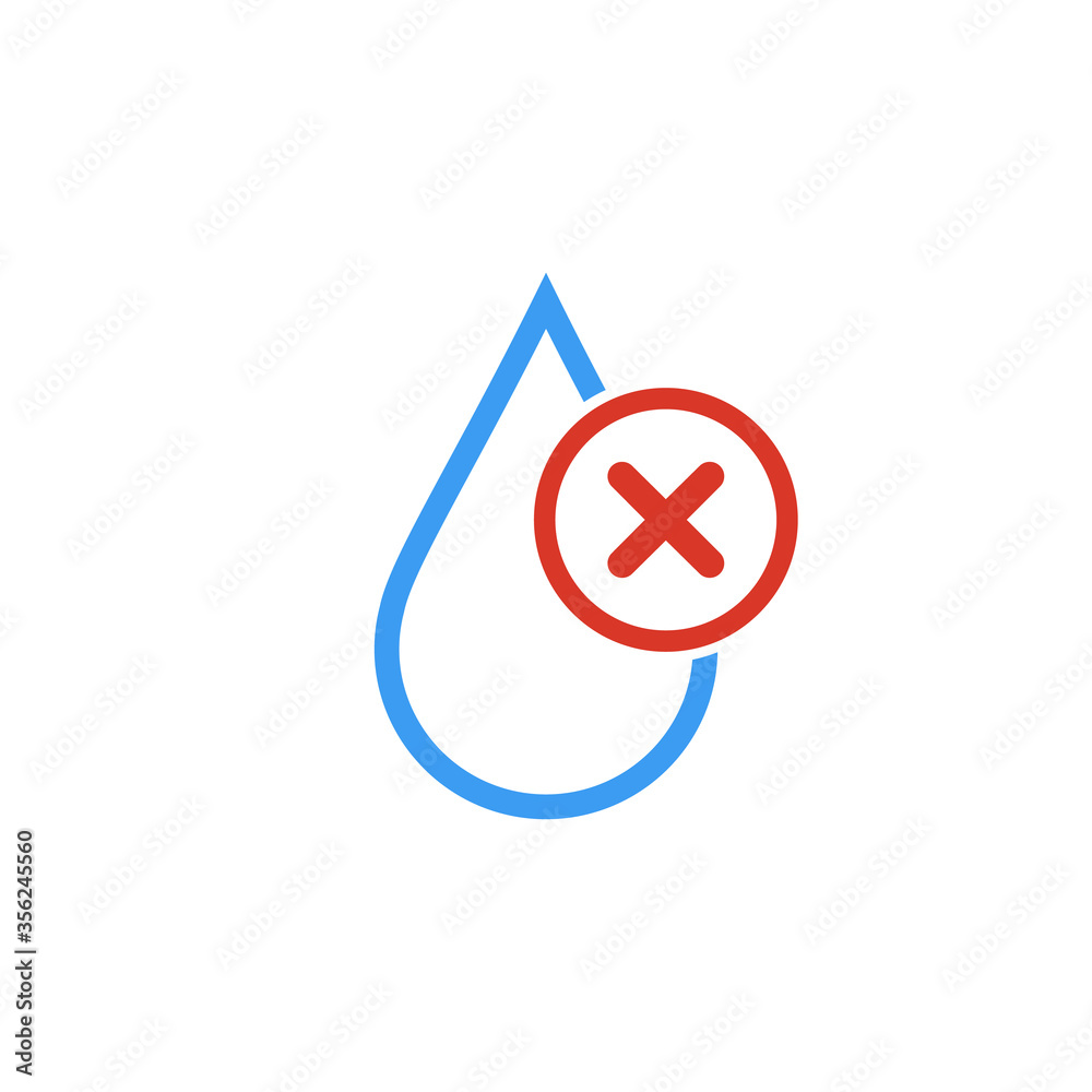 no water, Do not drink water, not clean water, water drop with ban ...