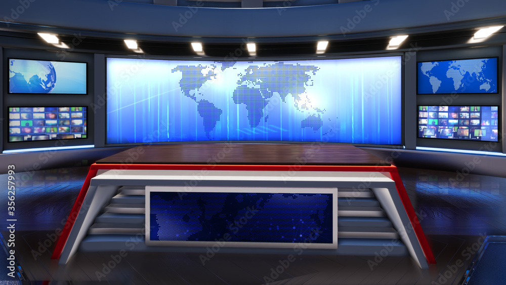 3d virtual news studio Stock Illustration | Adobe Stock