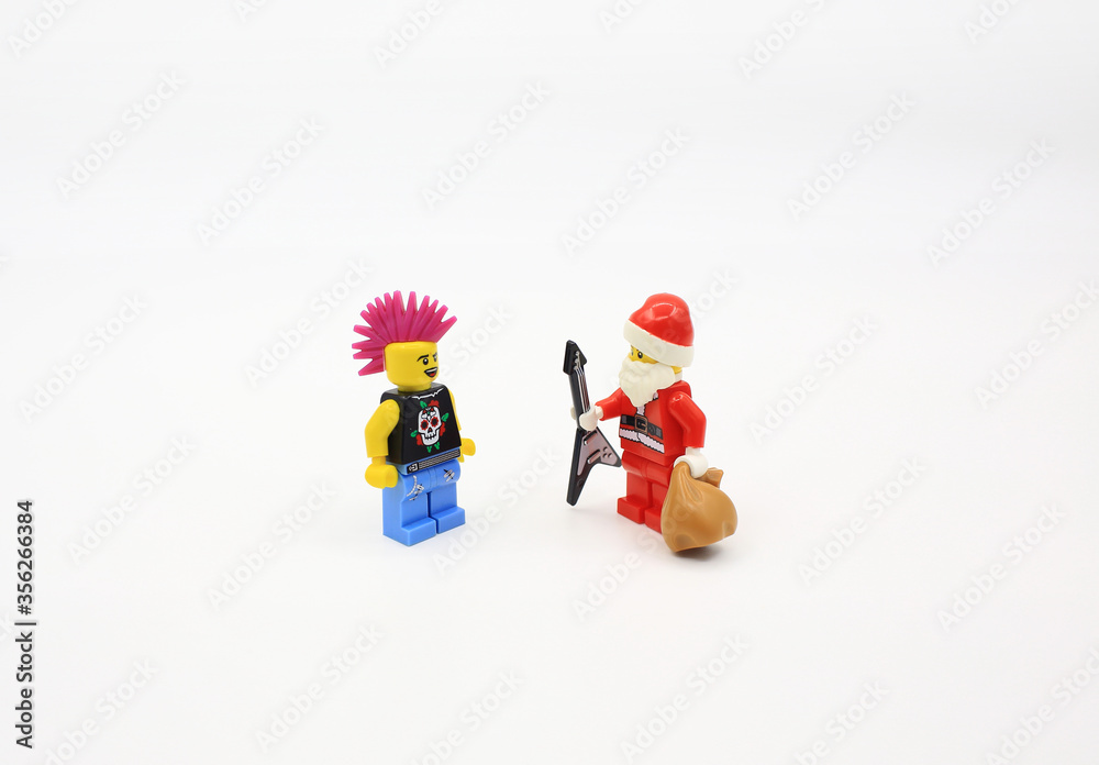 HONG KONG, MAY 25: Studio shot of Lego people, combine from different ...
