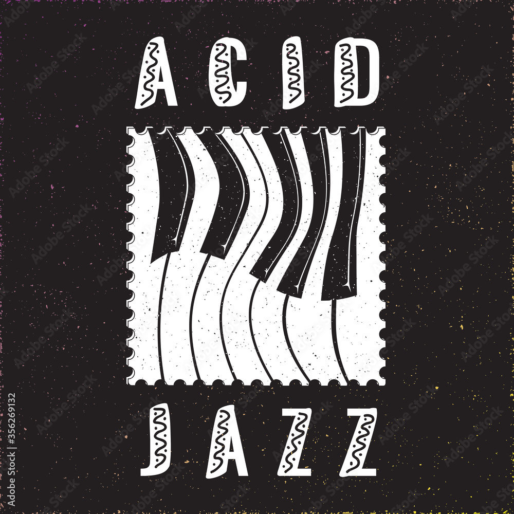 Acid Jazz Calligraphy Illusion Logo Lettering with Distorted Piano Keys ...