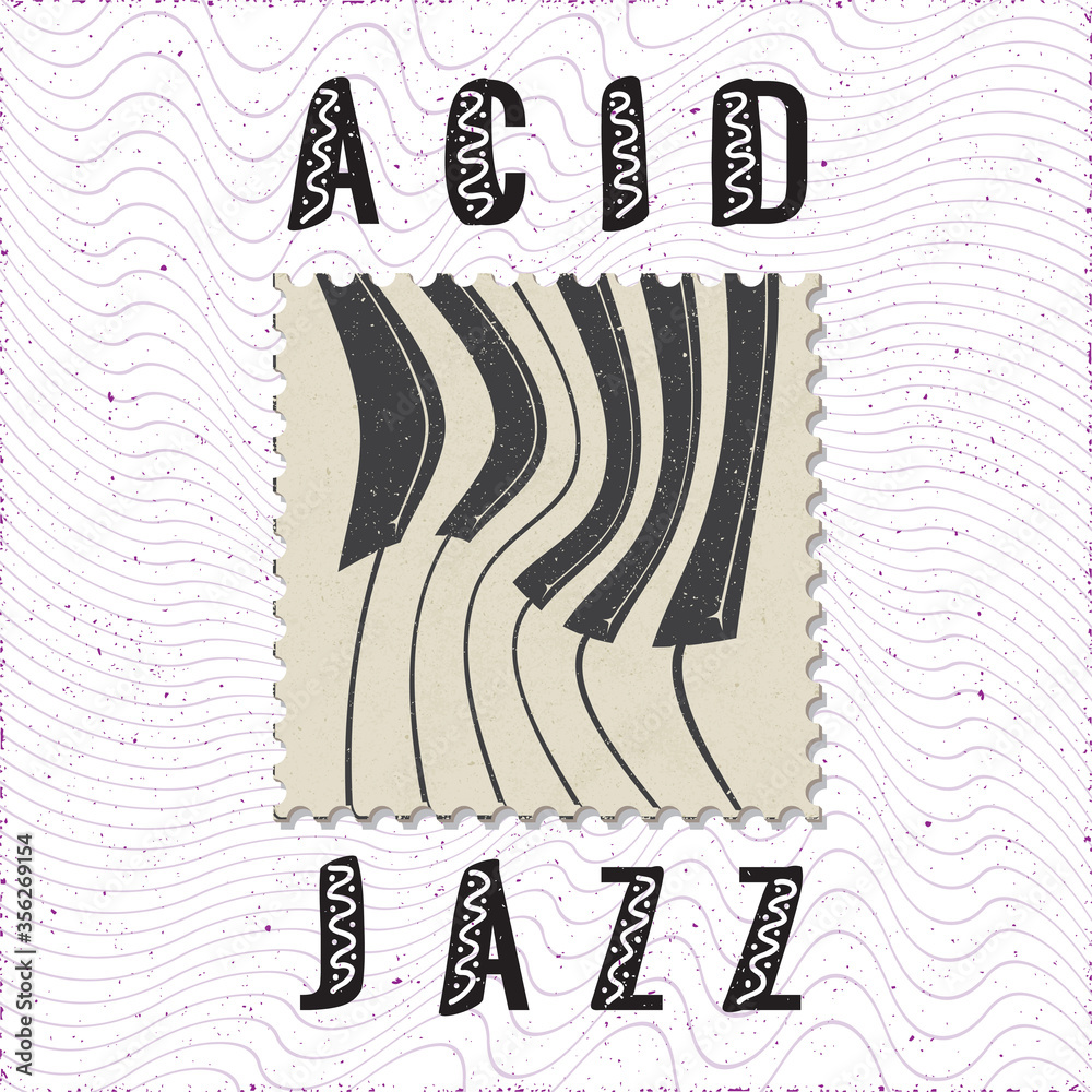 Acid Jazz Calligraphy Illusion Logo Lettering with Distorted Piano Keys ...