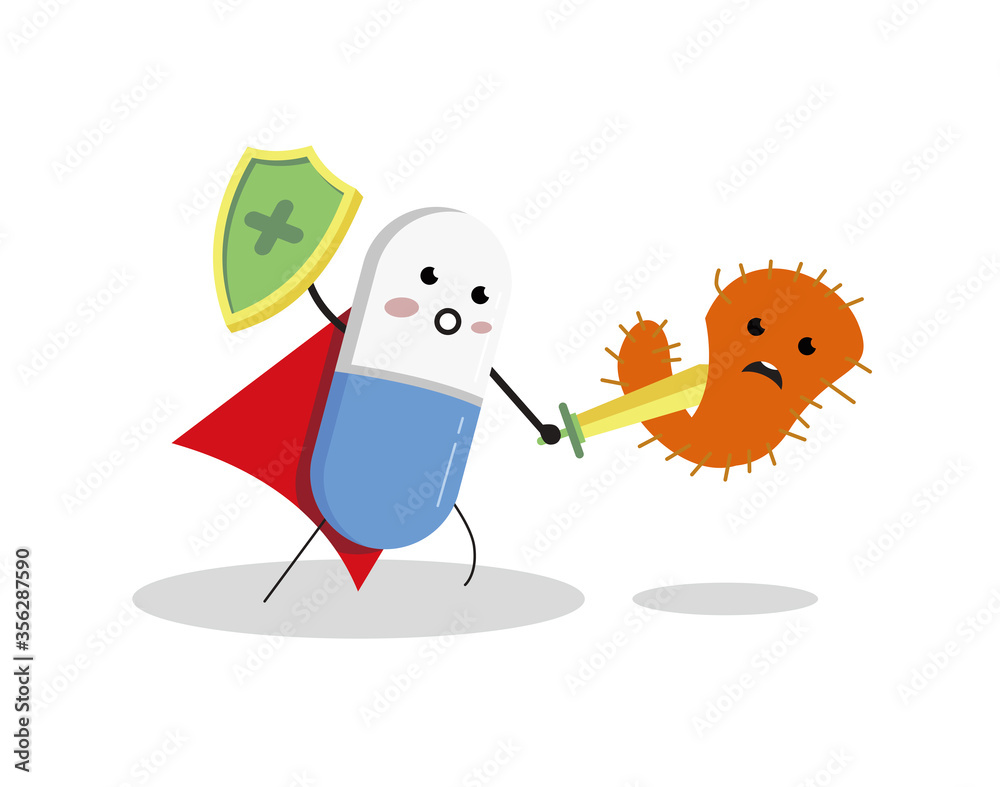 Strong Capsule tablet slash attack a bacteria microorganism virus ...