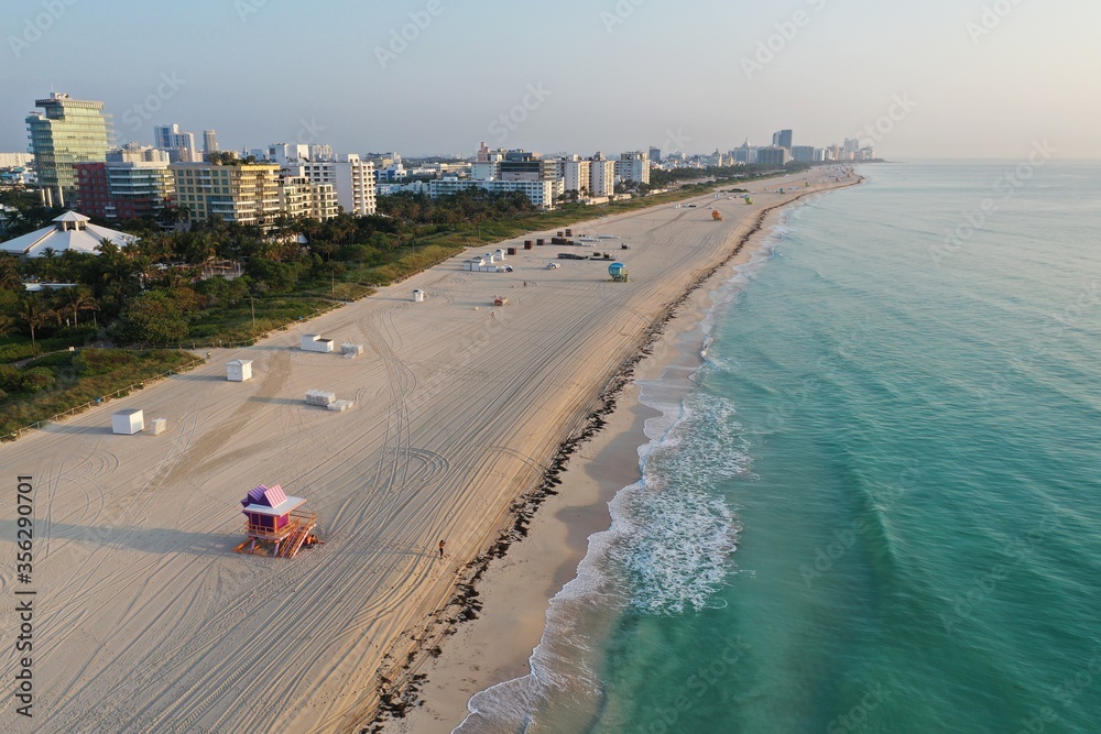 Aerial view of South Beach and Lummus Park in Miami Beach, Florida ...