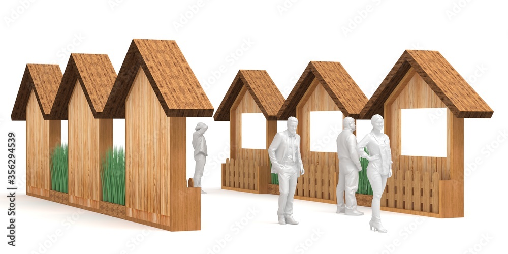 3d illustration tunnel gate entrance backdrop wooden texture with LED ...