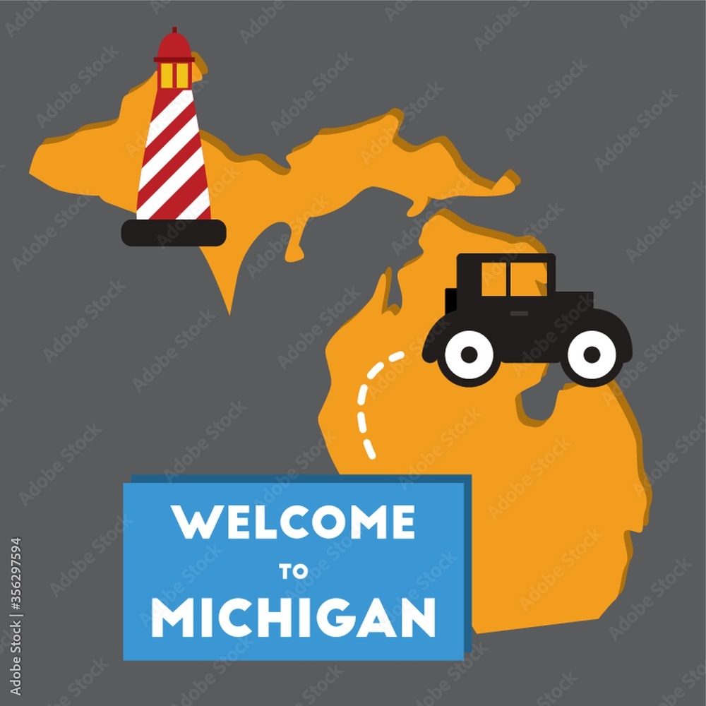 welcome to michigan state Stock Vector | Adobe Stock