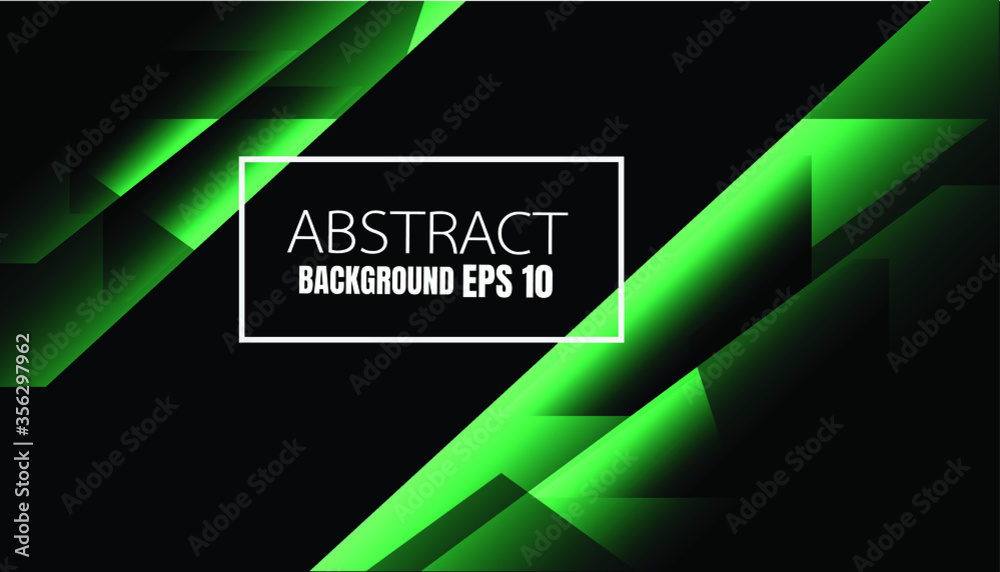 Vector green background with square shape overlays overlapping layers ...