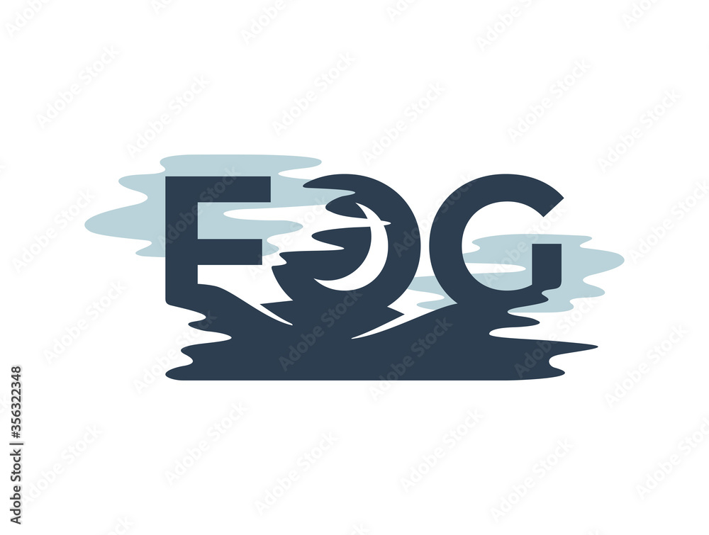 Fog logo template - F O G letters integrated in mystic landscape with ...