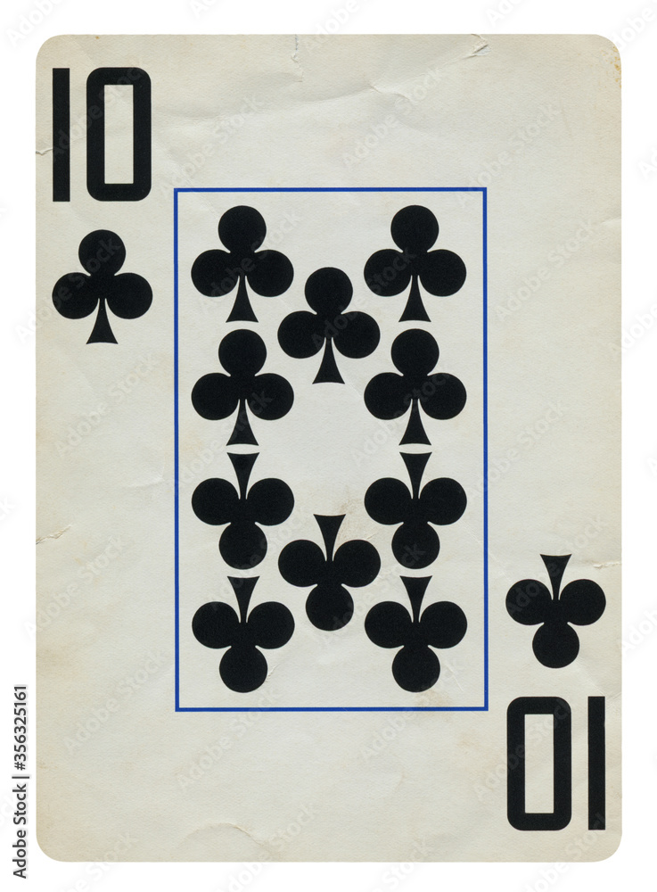 Foto de Ten of Clubs Vintage playing card - isolated on white (clipping ...