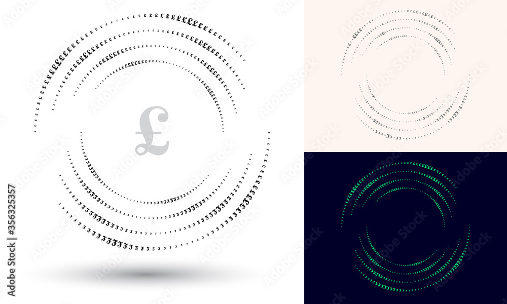 Halftone pound sign in circle form. Round logo or icon. Vector frame as ...