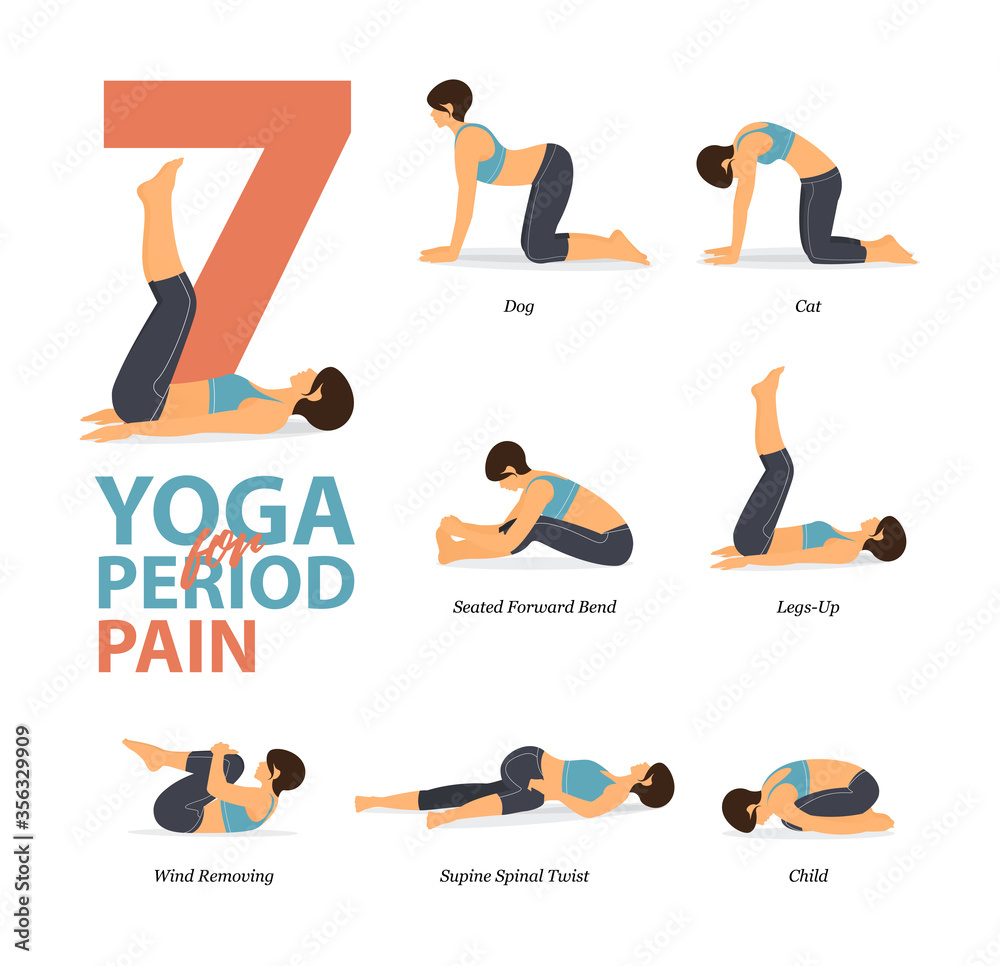 Infographic Of 7 Yoga Poses For Workout At Home In Concept Of Yoga For