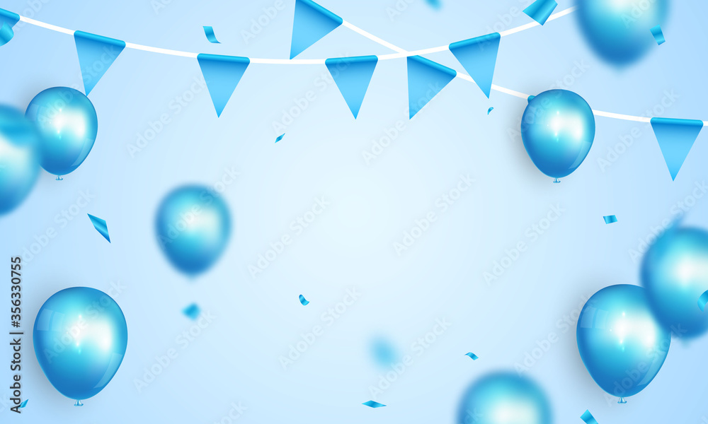 Celebration party banner with Blue color balloons background. Sale ...
