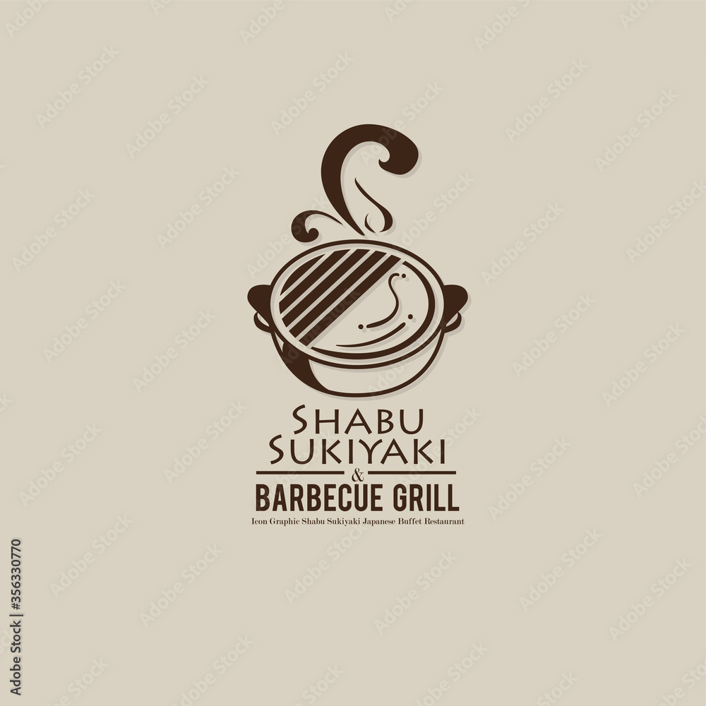 shabu and gril sign symbol logo food restaurant Stock Vector | Adobe Stock
