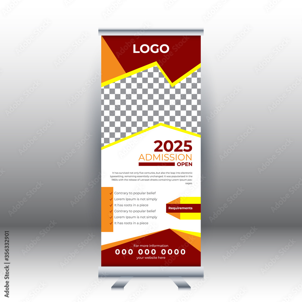 Education Roll up banner stand template. creative banner design. Kid ...