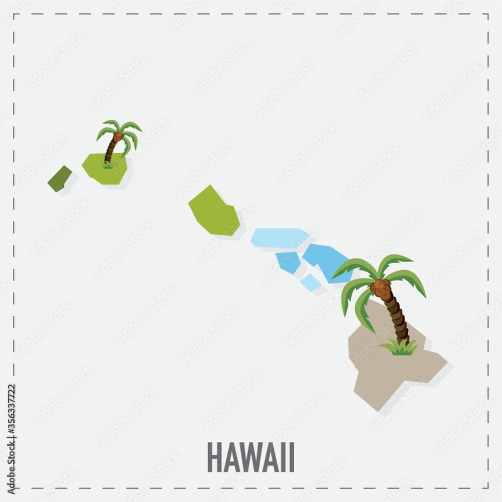 hawaii map sticker Stock Vector | Adobe Stock