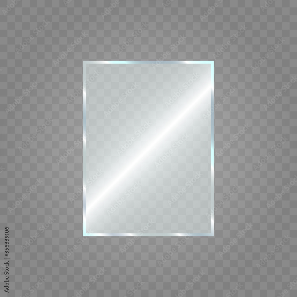 Glass plate on transparent background. Acrylic and glass texture with ...
