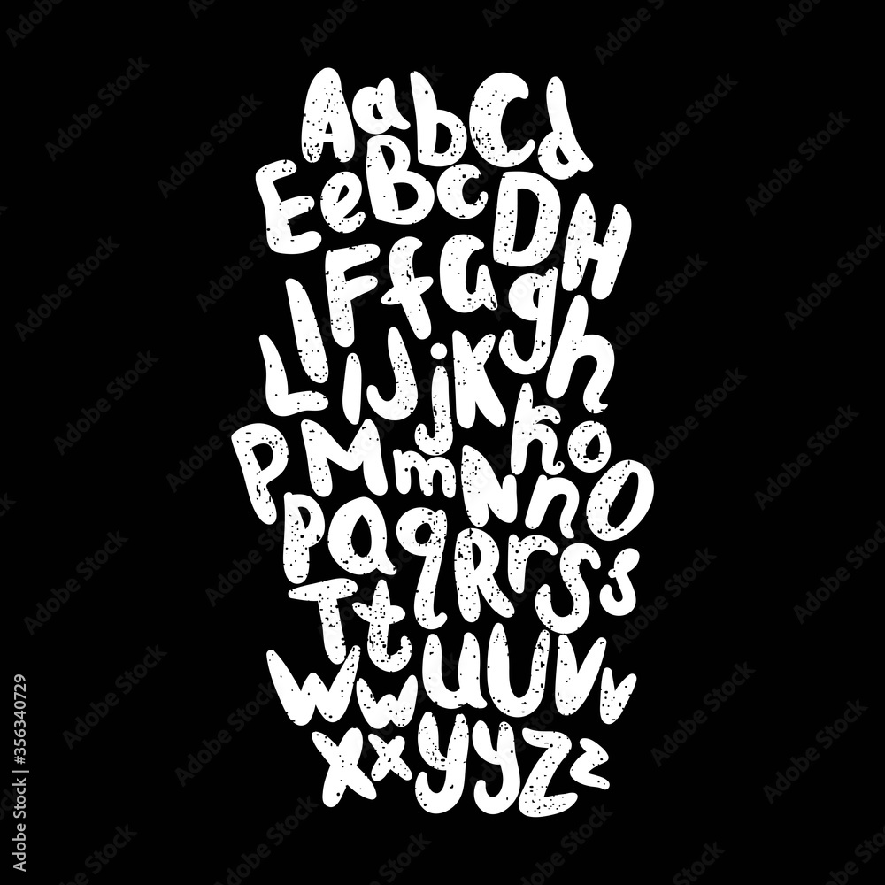 English alphabet. Black and white lettering.Letter. Vector handwritten ...