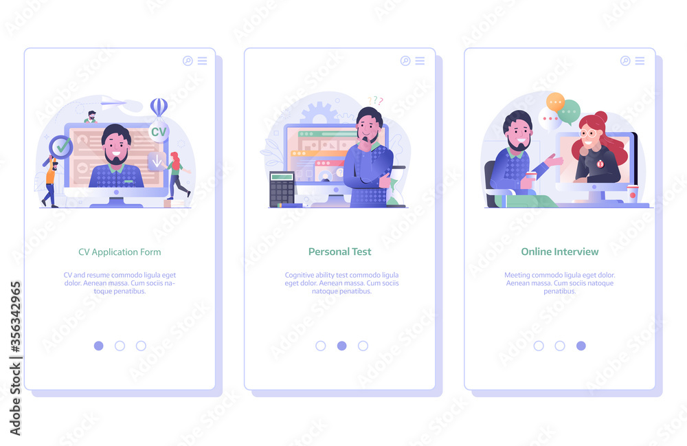 Job Search and Recruitment Process UI Screens Stock Vector | Adobe Stock