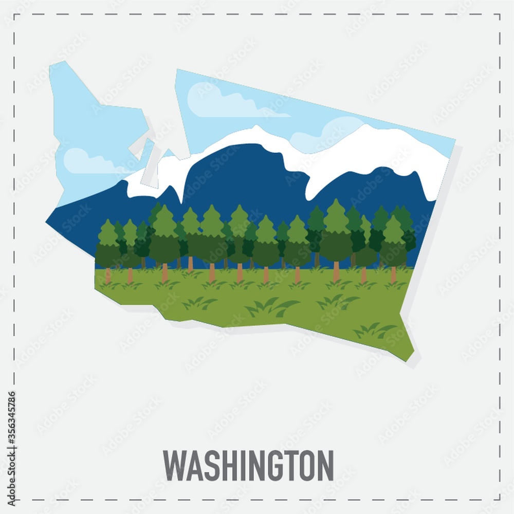 washington map sticker Stock Vector | Adobe Stock