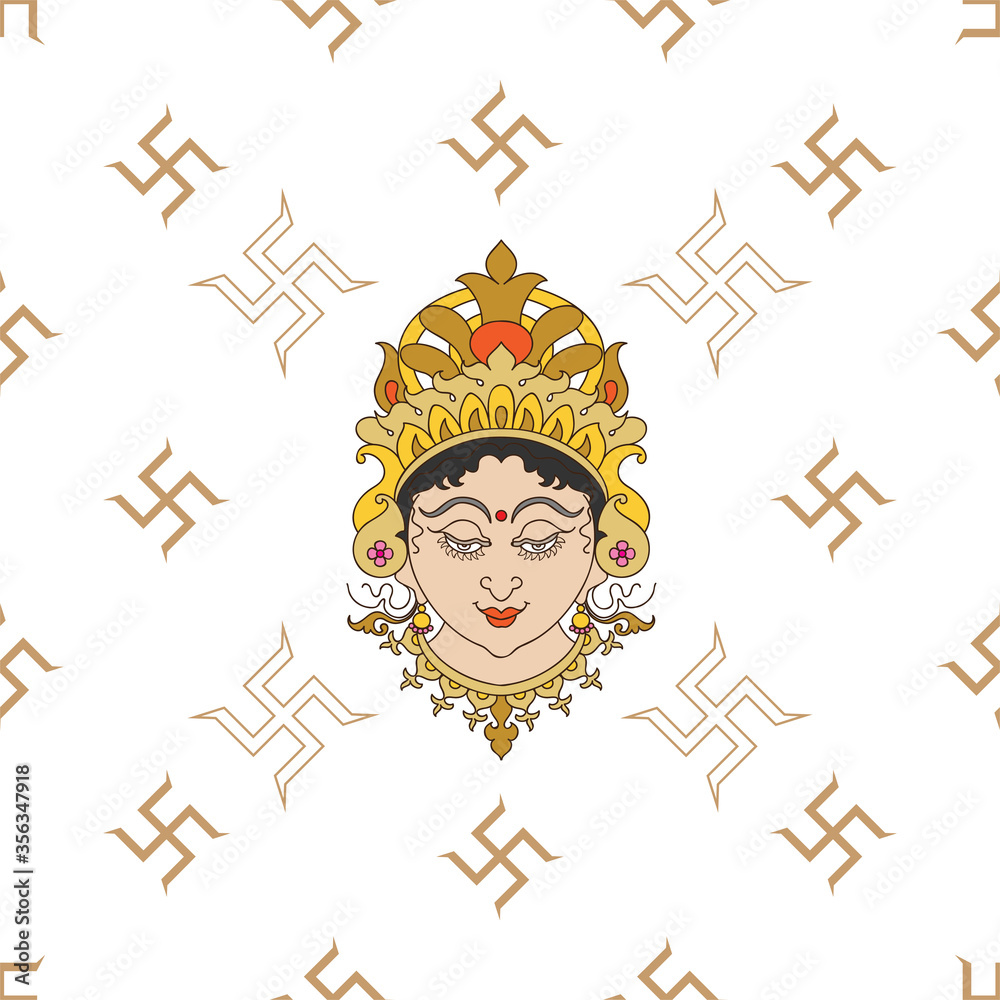 Durga Goddess Of Power Seamless Pattern, Divine Mother Of The Universe ...