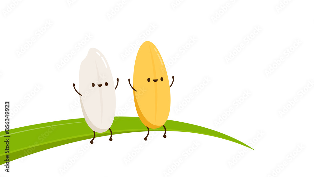 Rice character design. rice vector on white background. rice seed. rice ...