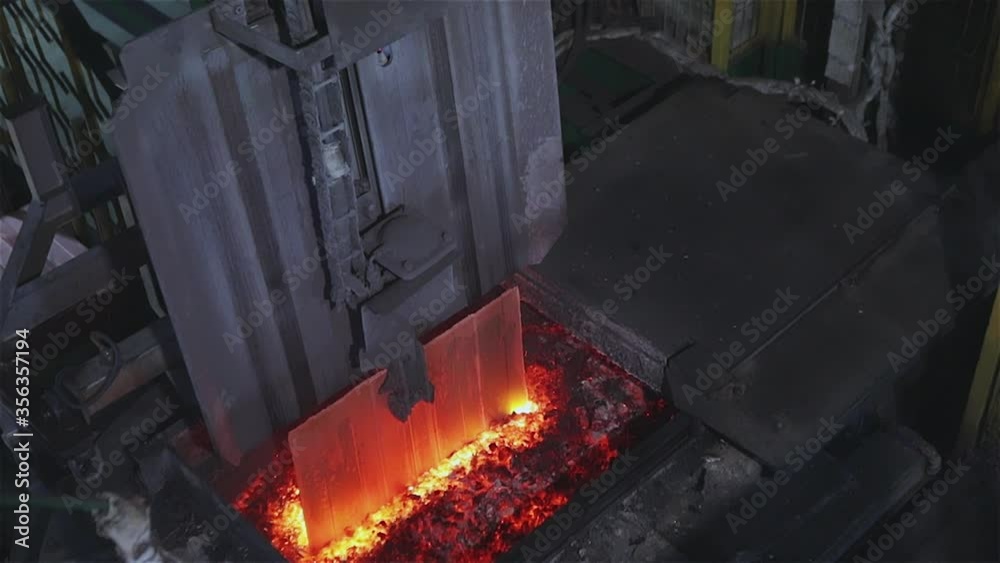 Wideo Stock: The furnace with molten metal, the melting of copper in ...