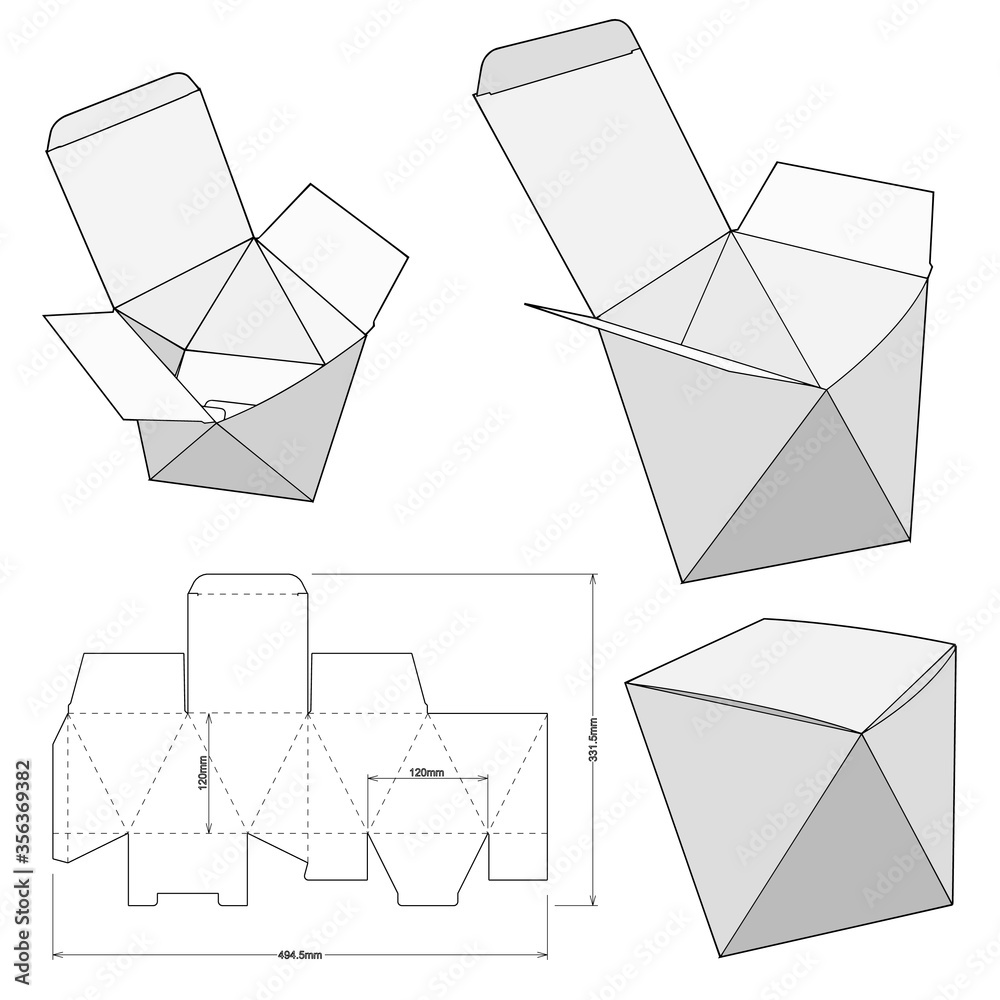 Cake Box and Die-cut Pattern. The .eps file is full scale and fully ...