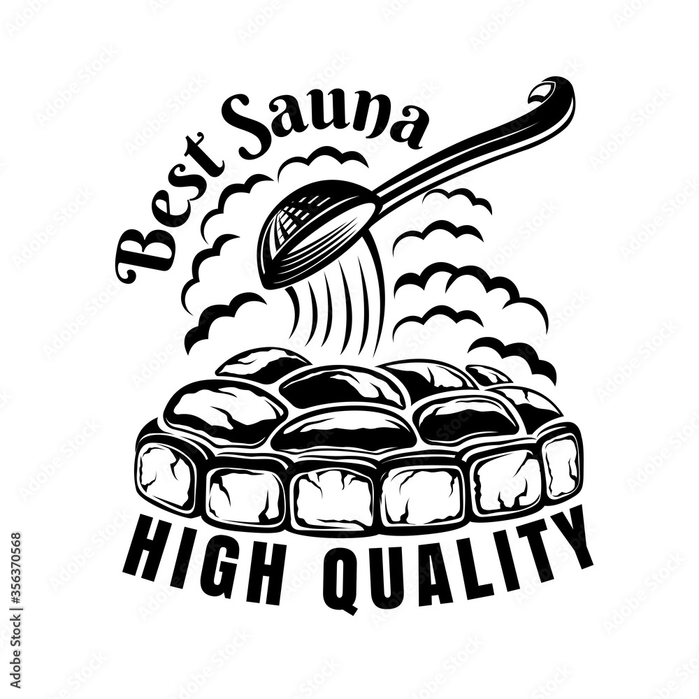 Lable for sauna, banya or bathhouse. Wooden ladle for sauna poure water ...