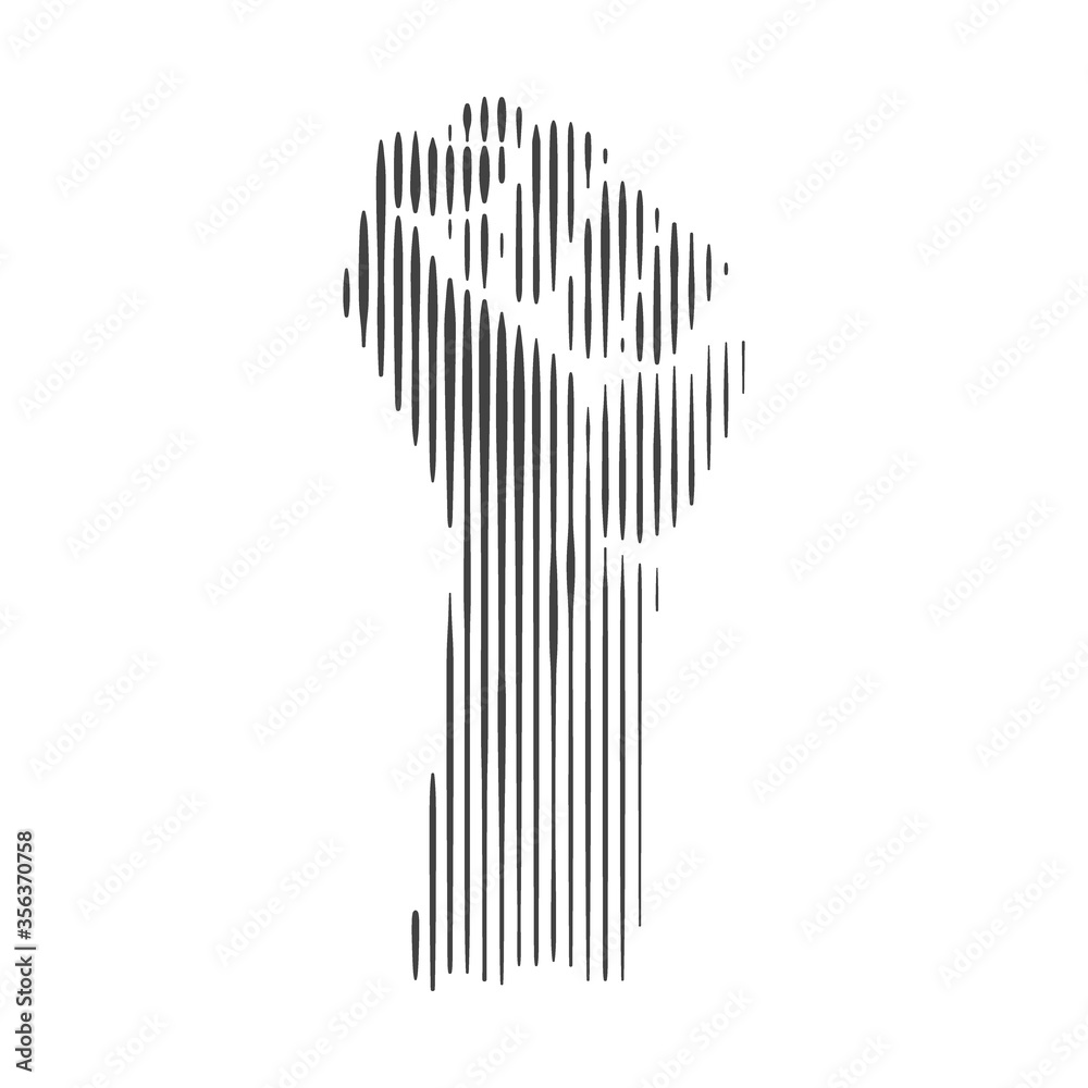 Stylized illustration of a raised fist on white background. Clenched ...