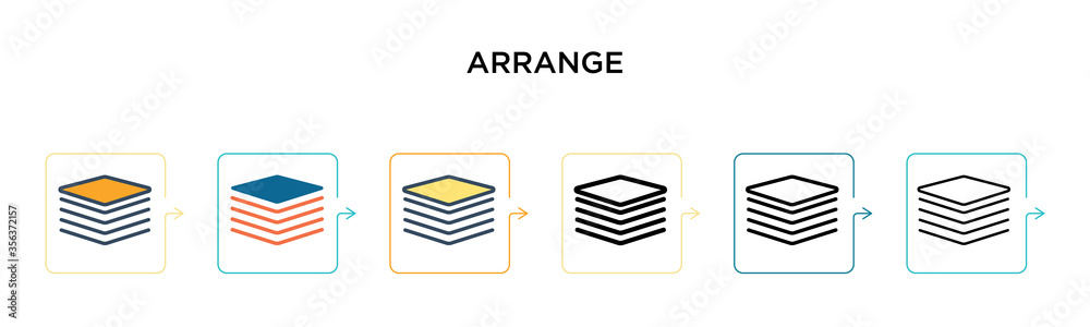 Arrange vector icon in 6 different modern styles. Black, two colored ...