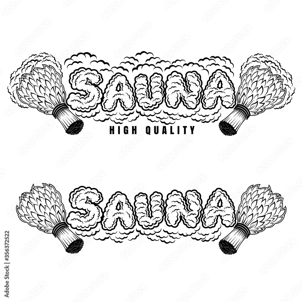 Lable for sauna, banya or bathhouse. Word sauna from steam between two ...
