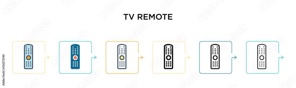 Tv remote vector icon in 6 different modern styles. Black, two colored ...