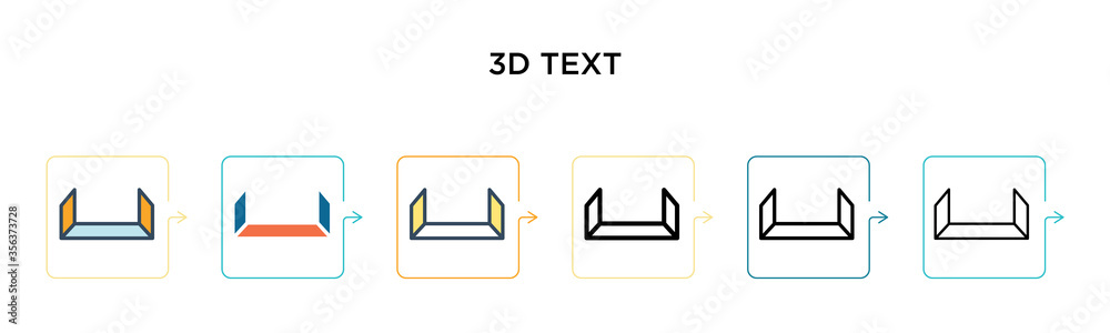 3d text vector icon in 6 different modern styles. Black, two colored 3d ...