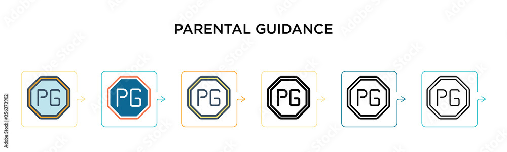 Parental guidance sign vector icon in 6 different modern styles. Black ...