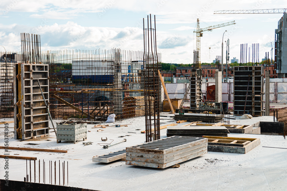 Large scale construction site featuring the foundation of what will be ...