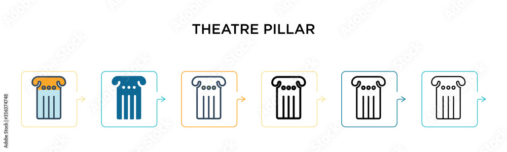 Theatre pillar vector icon in 6 different modern styles. Black, two ...