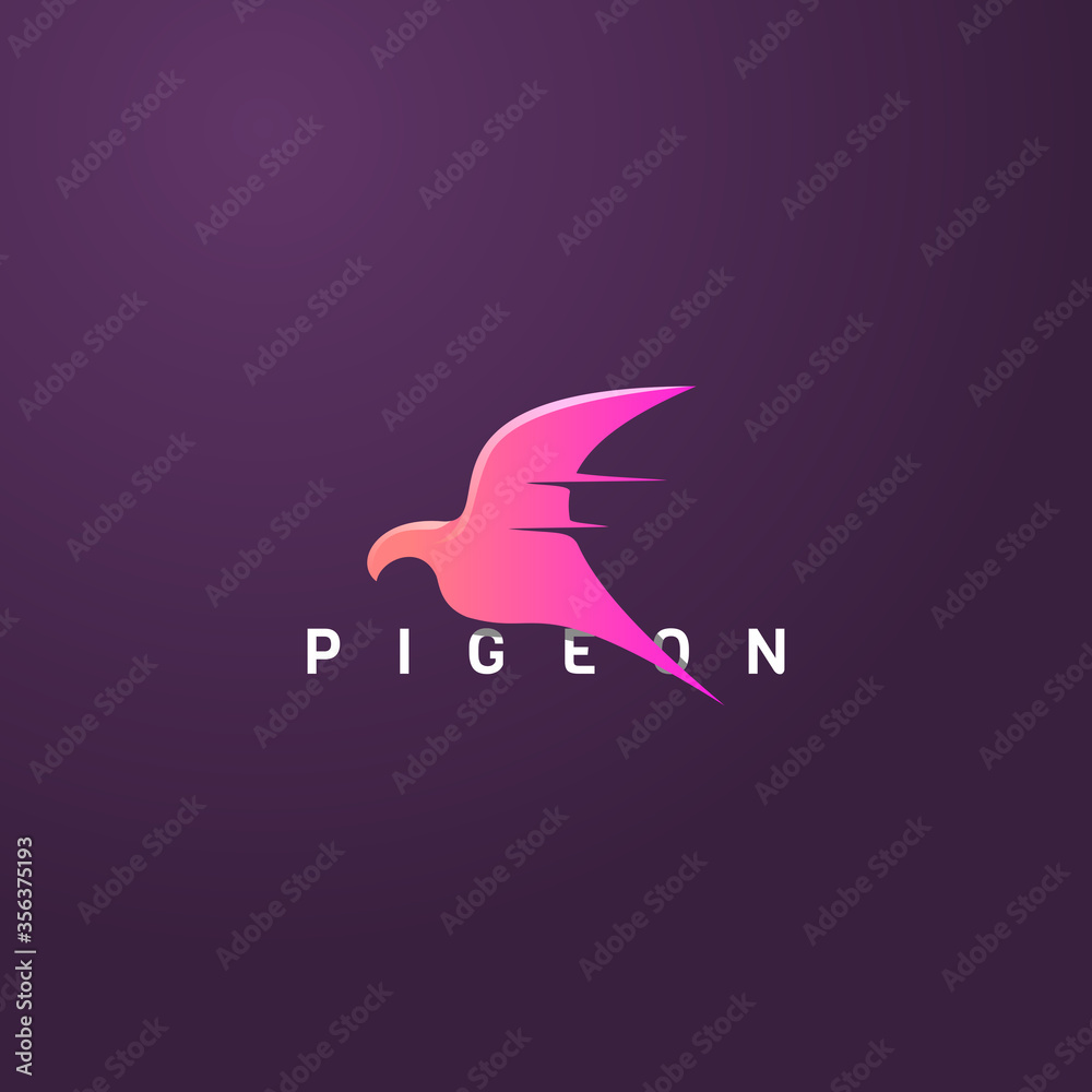 Pigeon logo in modern and gradient style for your new project, mockup ...