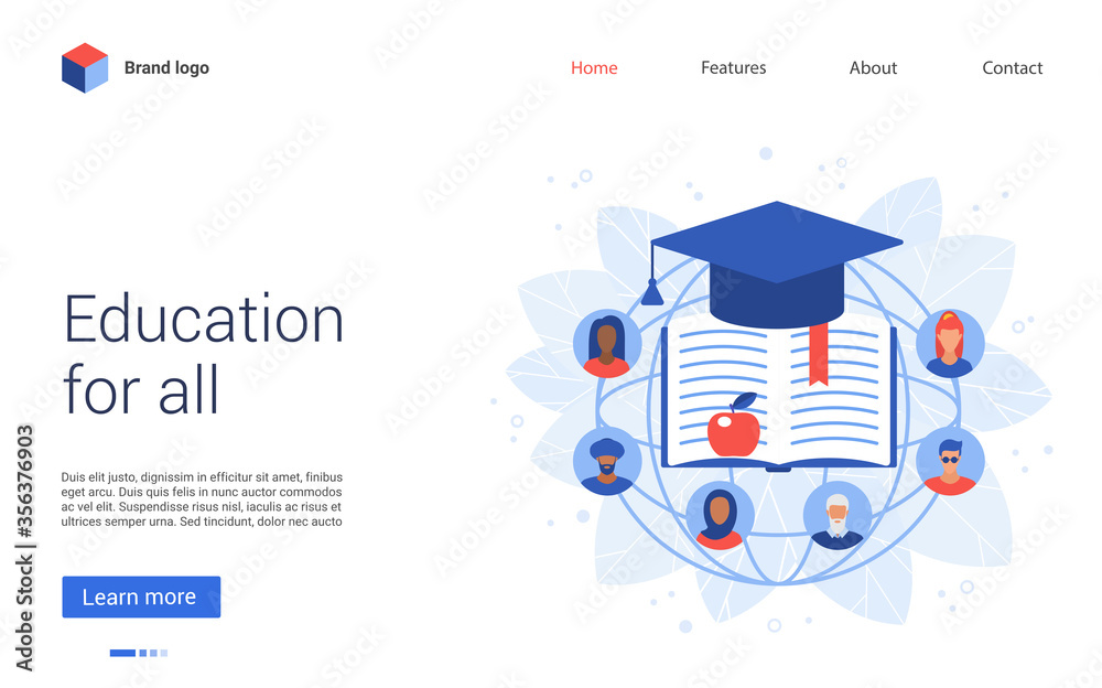 Education for people different races vector illustration. Interface ...