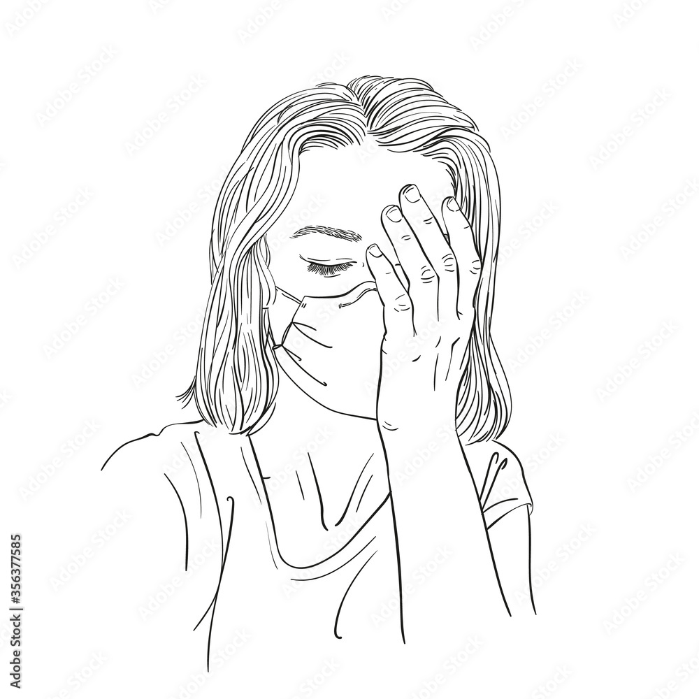 Exhausted Face Drawing