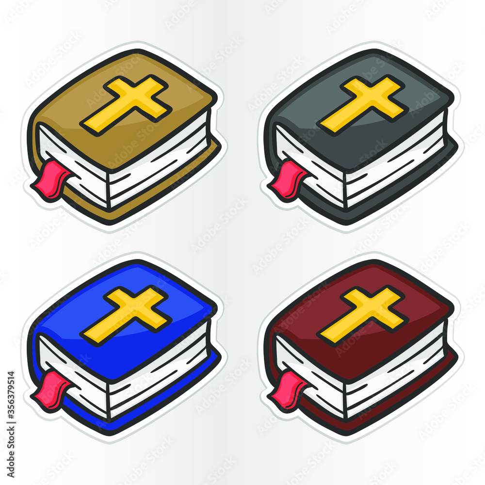 Bible Sticker Doodle Icon. Vector Clip art colors. School Tools and ...