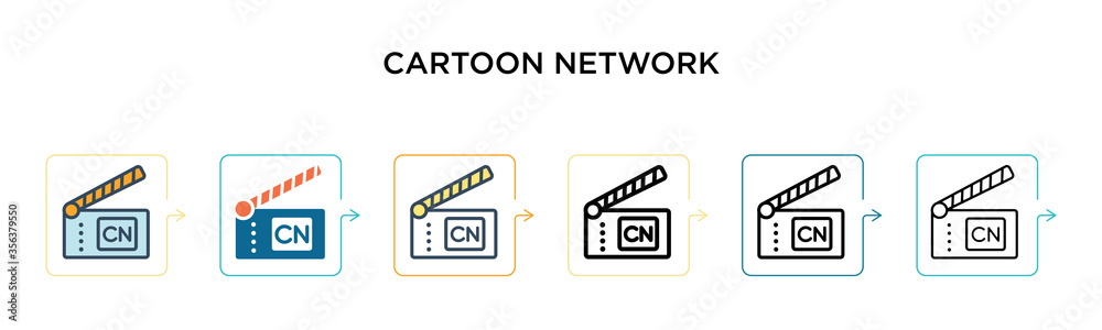 Cartoon network vector icon in 6 different modern styles. Black, two ...