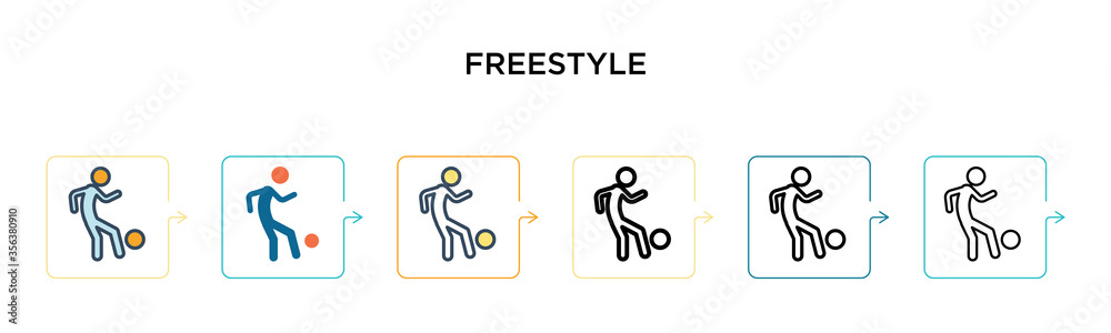 Freestyle vector icon in 6 different modern styles. Black, two colored ...