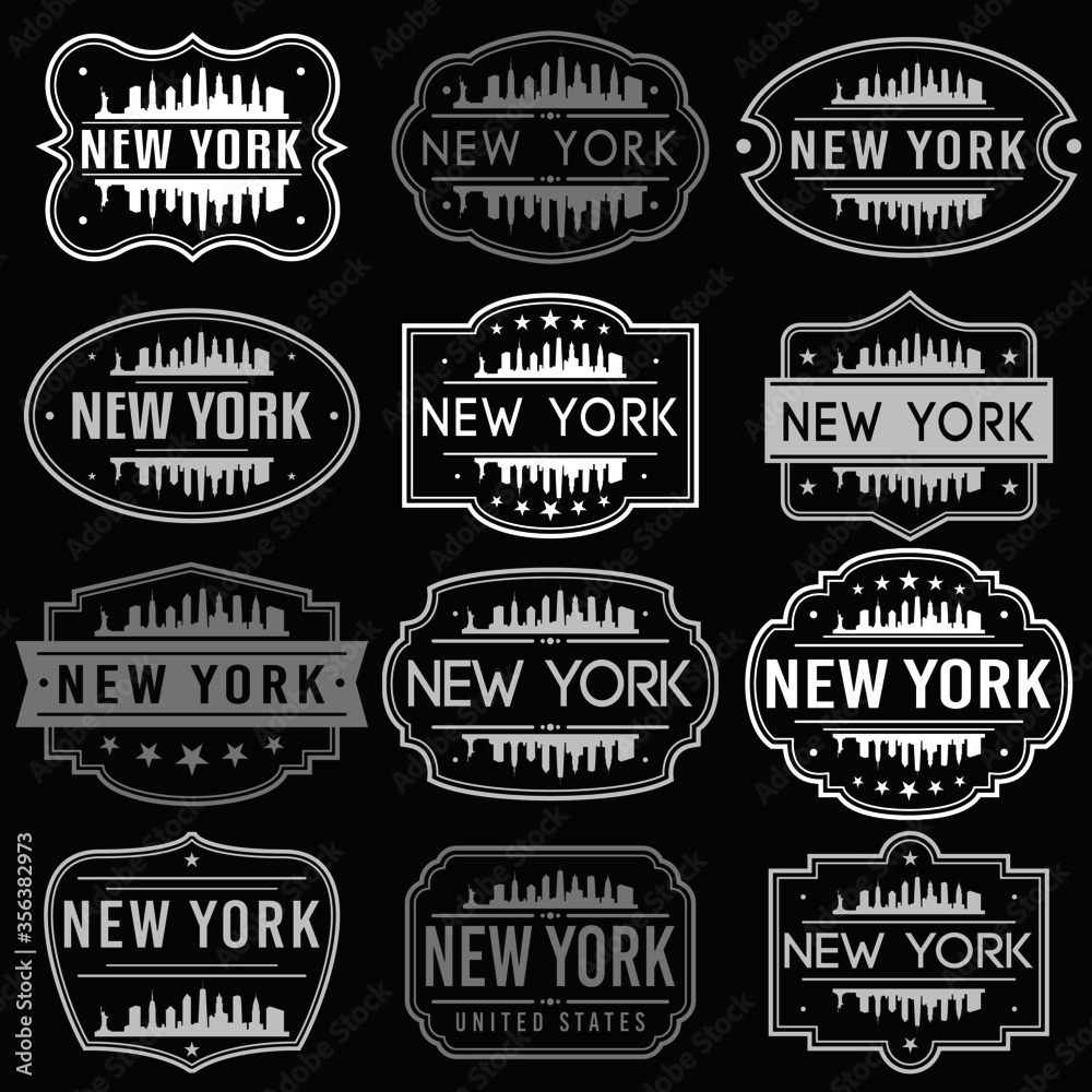 New York City Skyline. Premium Quality Stamp Frames. Grunge Design ...