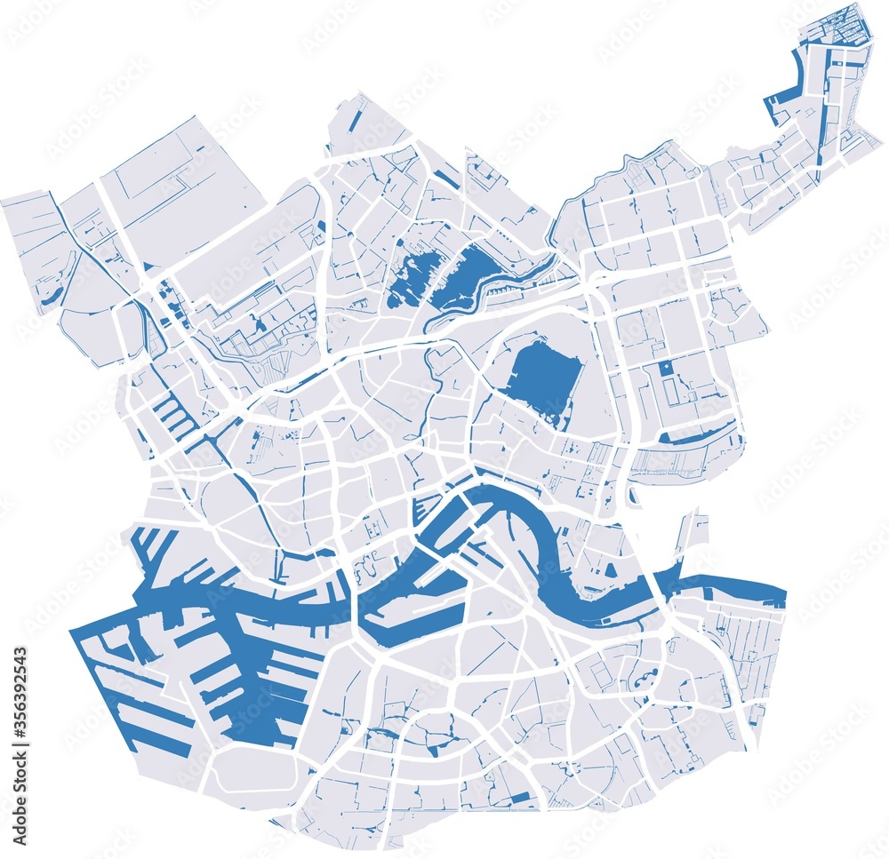 Rotterdam vector map with river and main roads Stock Vector | Adobe Stock
