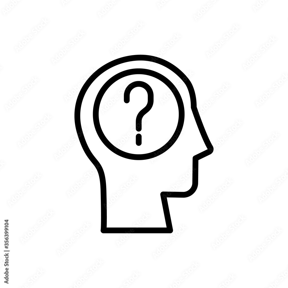 head question icon. Simple line, outline vector elements of brain ...