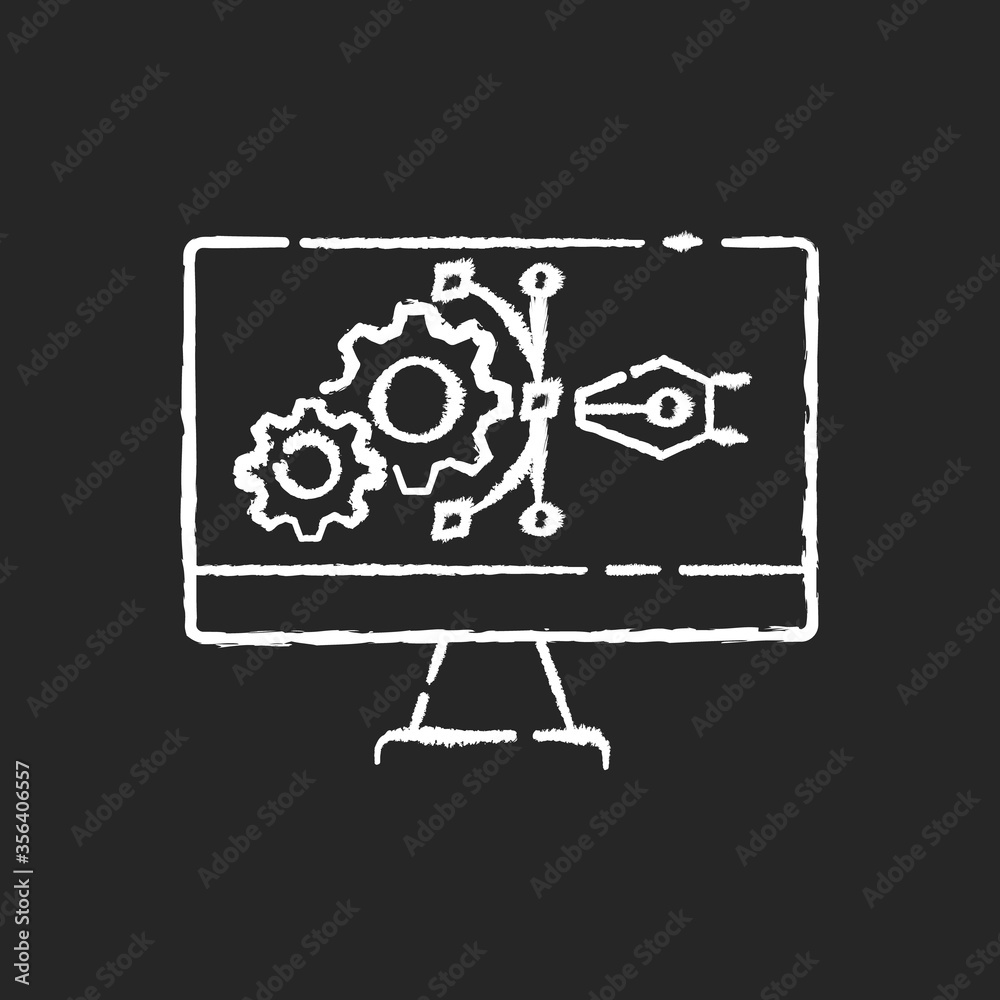 Prototype chalk white icon on black background. Civil engineering ...