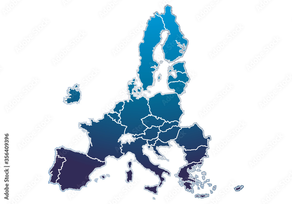 Mapa actual azul de la Unión Europea. Stock Vector | Adobe Stock