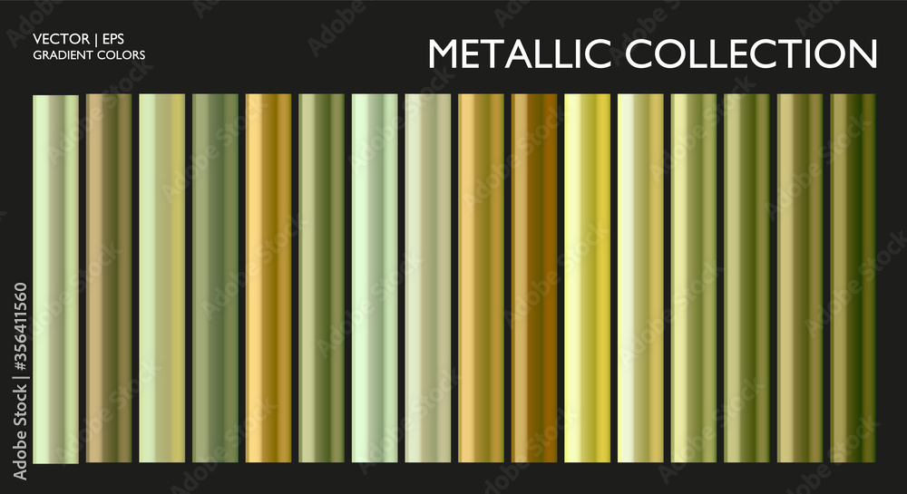Metal gradient. Metallic olive gold, silver, bronze colorful palette ...