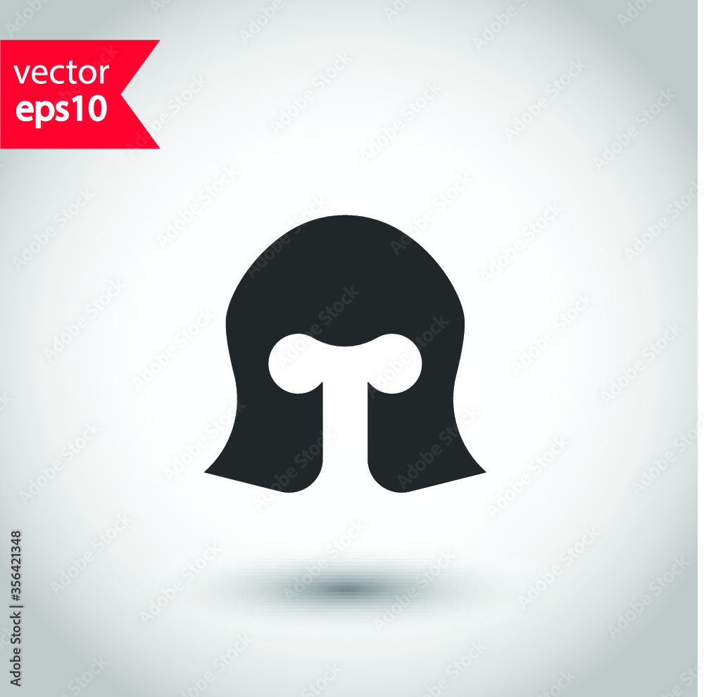 Helmet vector icon. Warrior helmet icon. Knight helmet armour flat sign ...