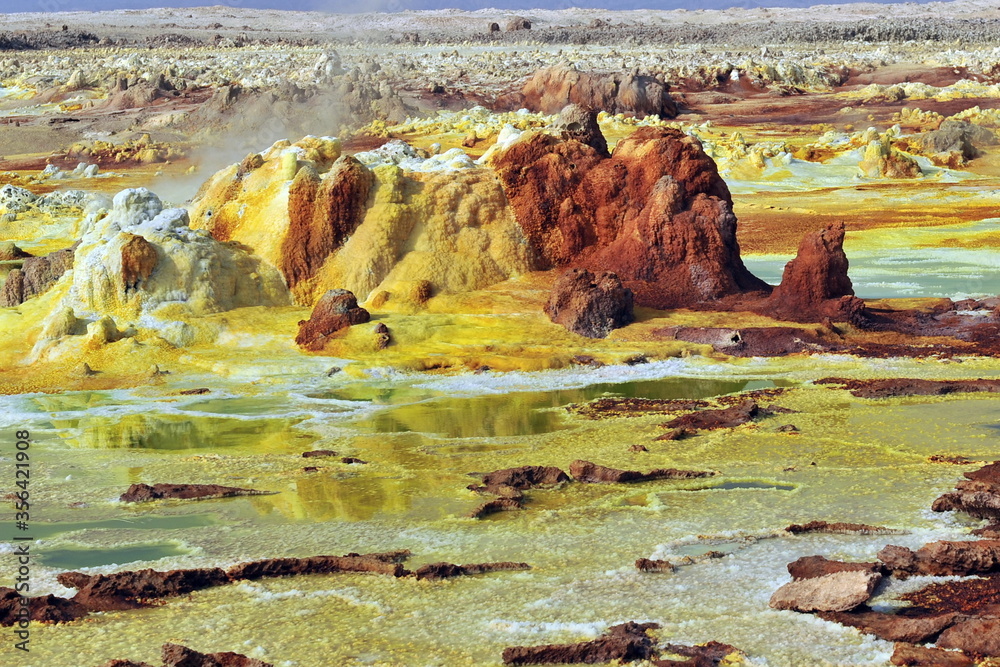 Etiopia. Dallol Lake, Ethiopia. The colorful landscape of Dallol lake ...